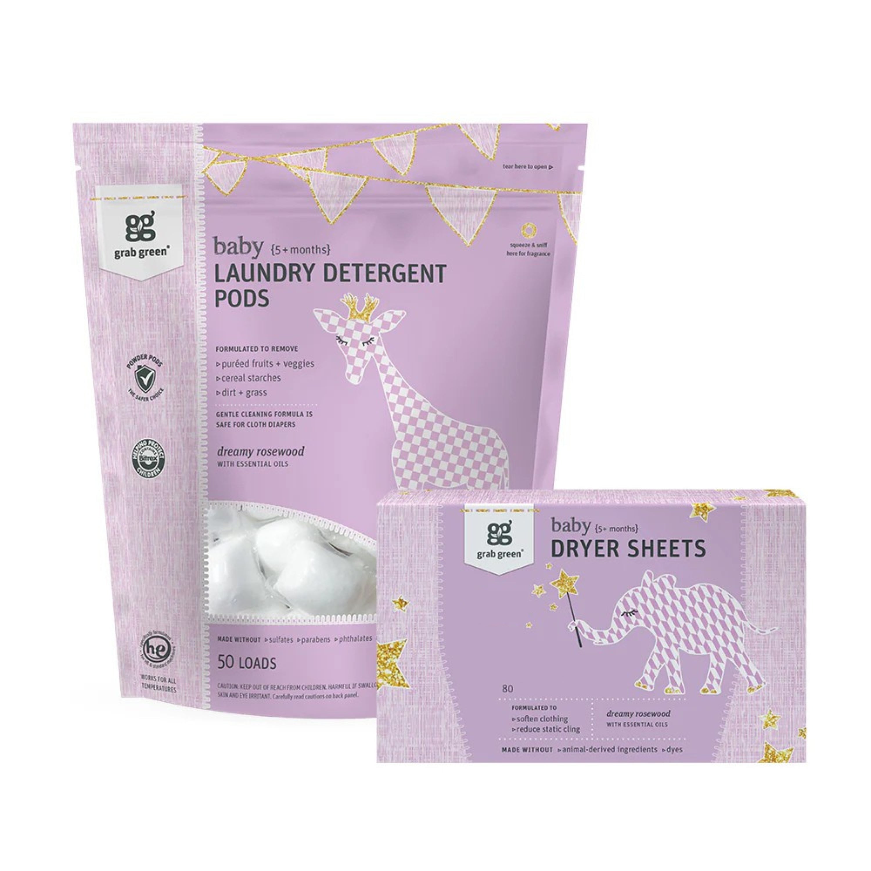 grab green Baby Laundry Detergent Pods + Baby Dryer Sheets Kit | Grove ...