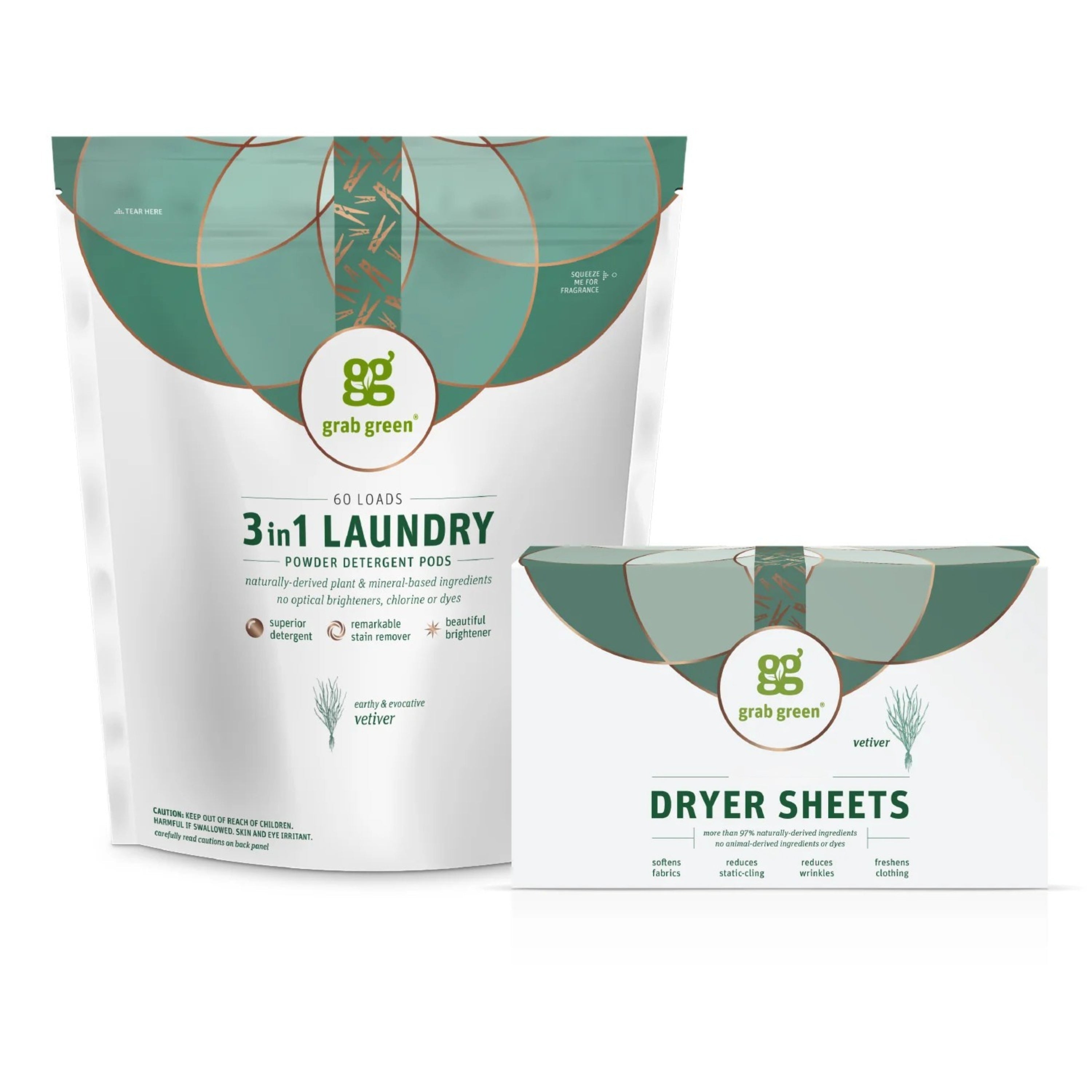 grab green Classic 3 in 1 Laundry Detergent Pods + Dryer Sheets Kit ...