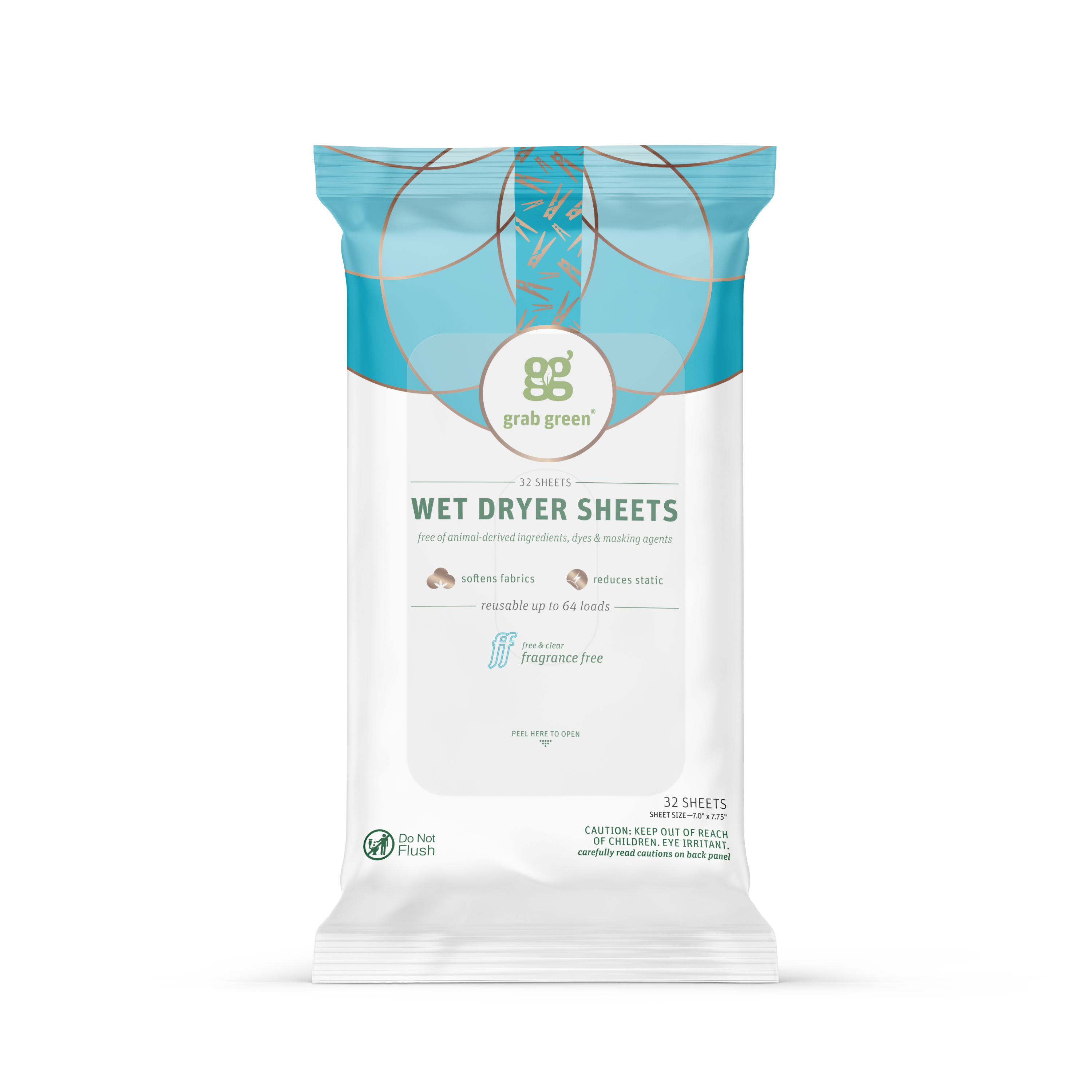 grab green Wet Dryer Sheets - Fragrance Free - 1 pack | Grove Collaborative