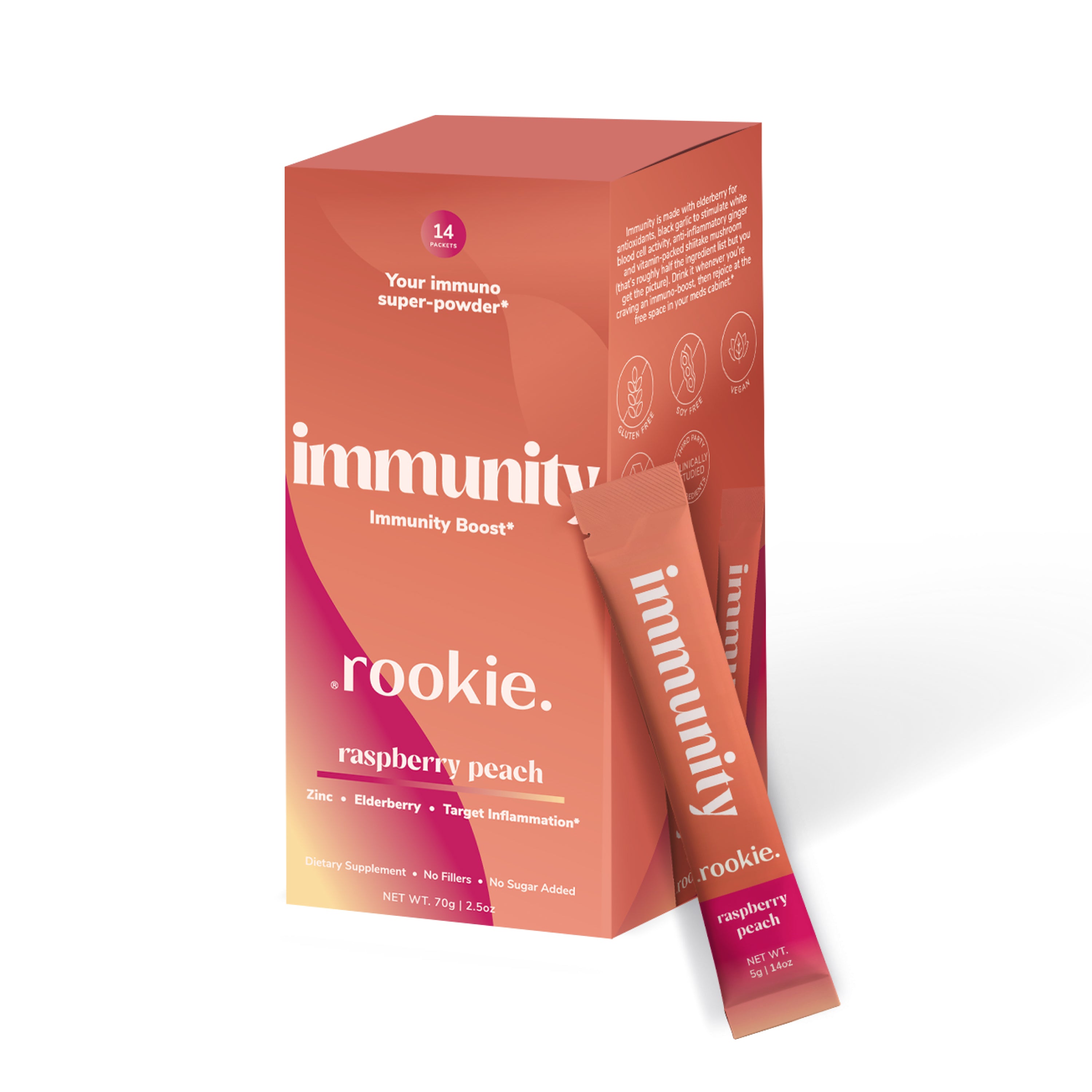 Rookie Wellness Immunity Powder Packets - Raspberry Peach | Grove ...