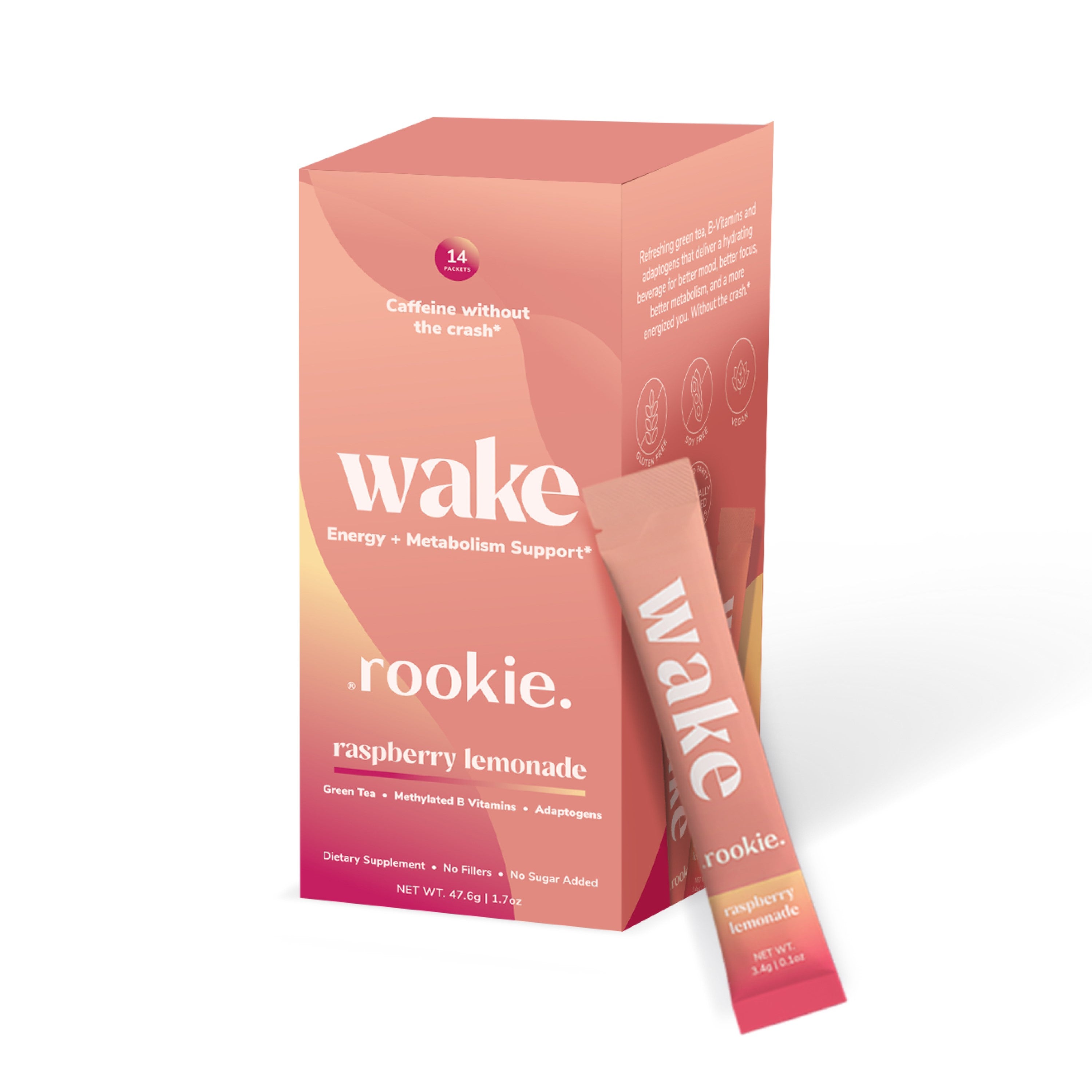Rookie Wellness Wake Powder Packets, Energy + Metabolism Support ...