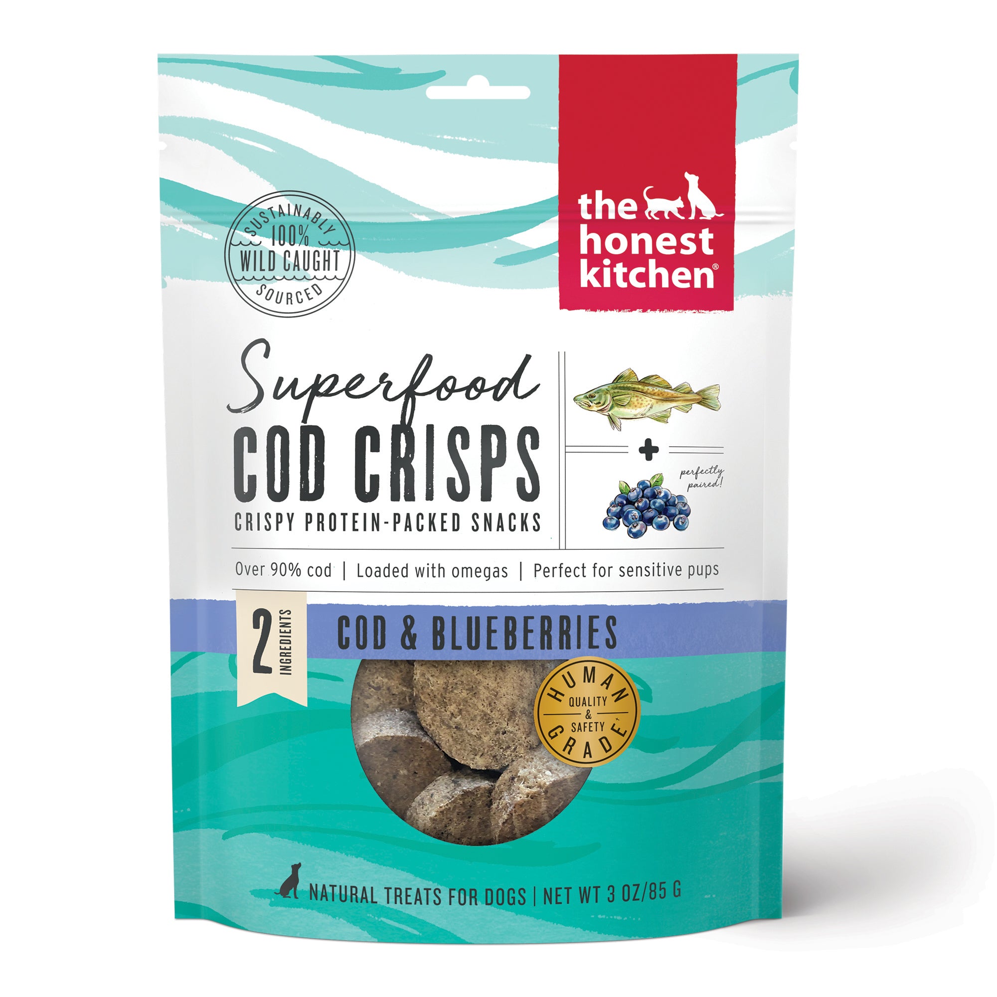 The Honest Kitchen Dog Treat Ocean Chews Crispy Cod Fish Skins Beams ...