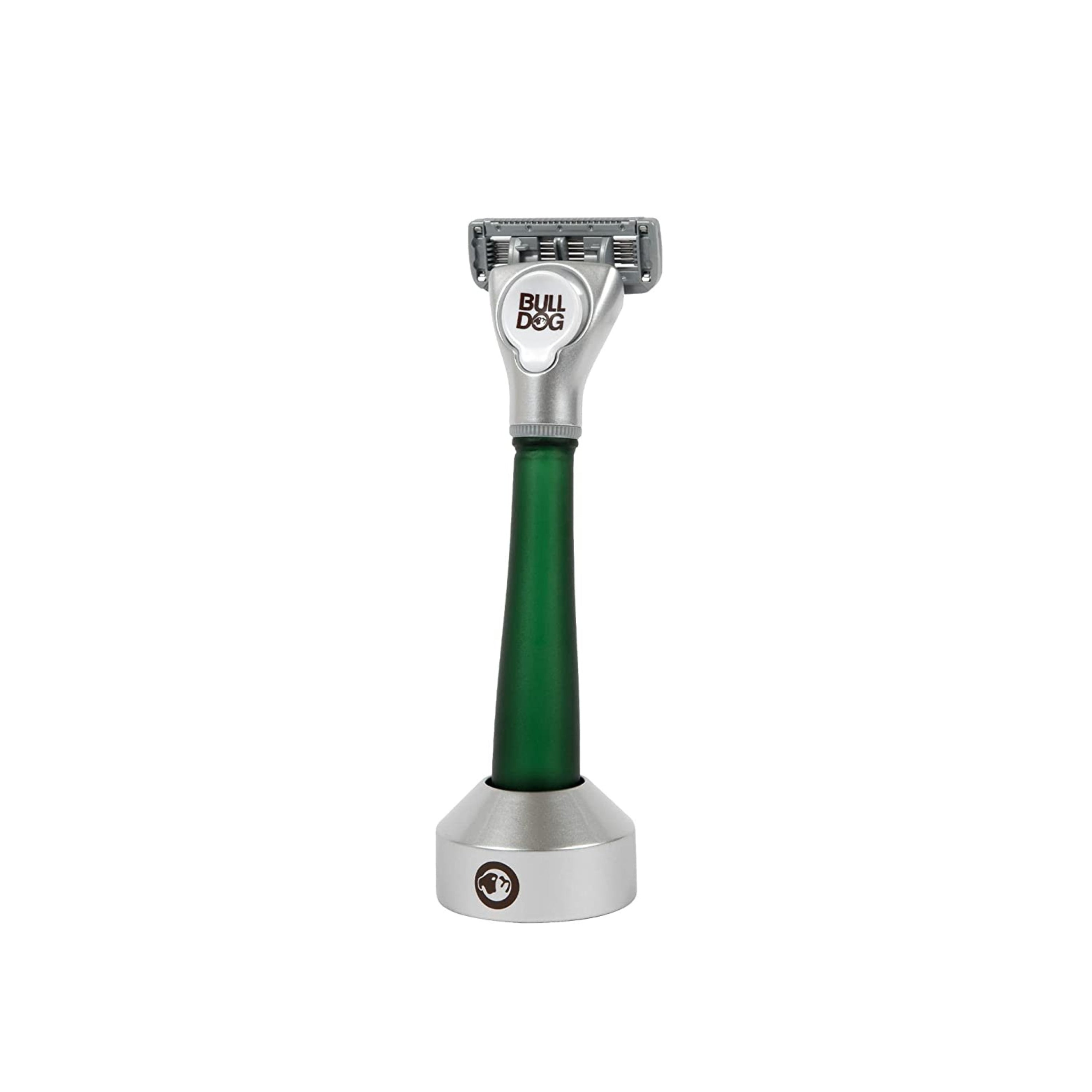 Bulldog Recycled Glass Handle Razor with Razor Stand | Grove Collaborative