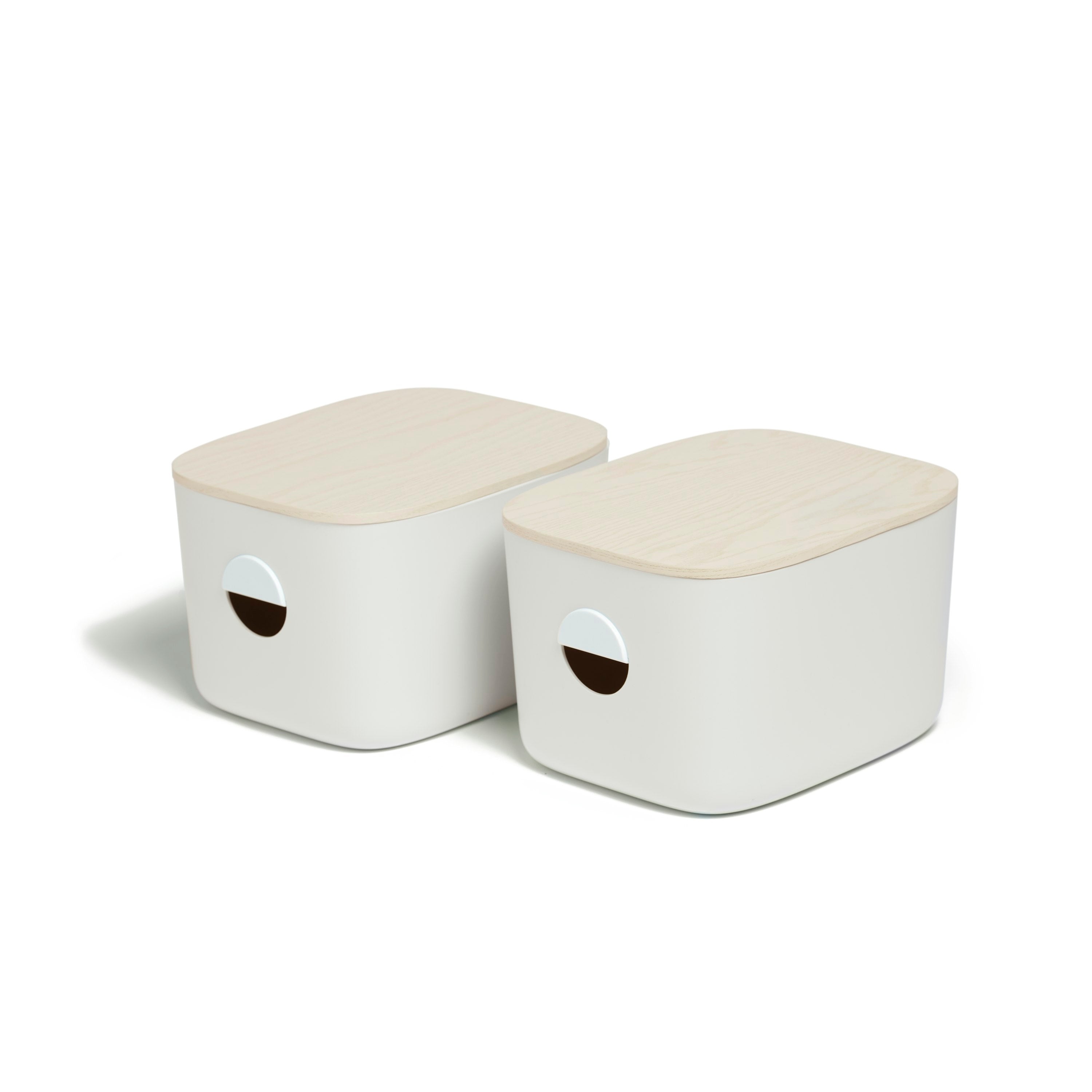 Open Spaces Medium Storage Bins - Wooden Lids | Grove Collaborative