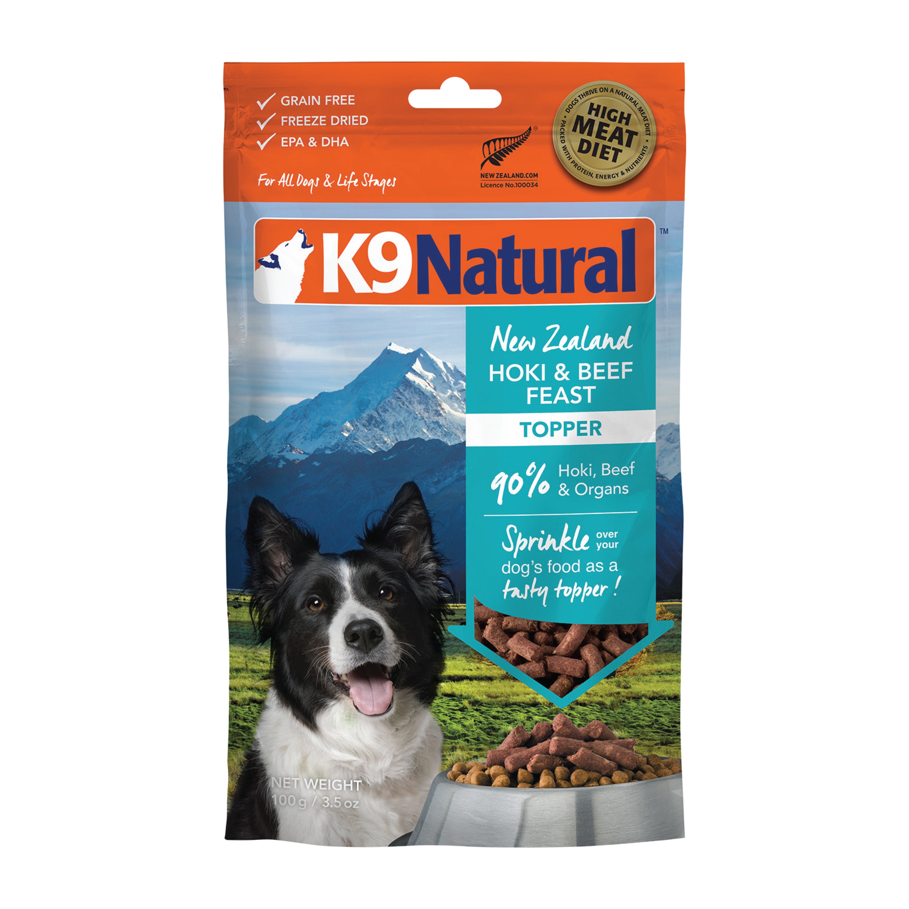 K9 Natural Grain-Free Freeze-Dried Dog Food Topper - Hoki & Beef ...
